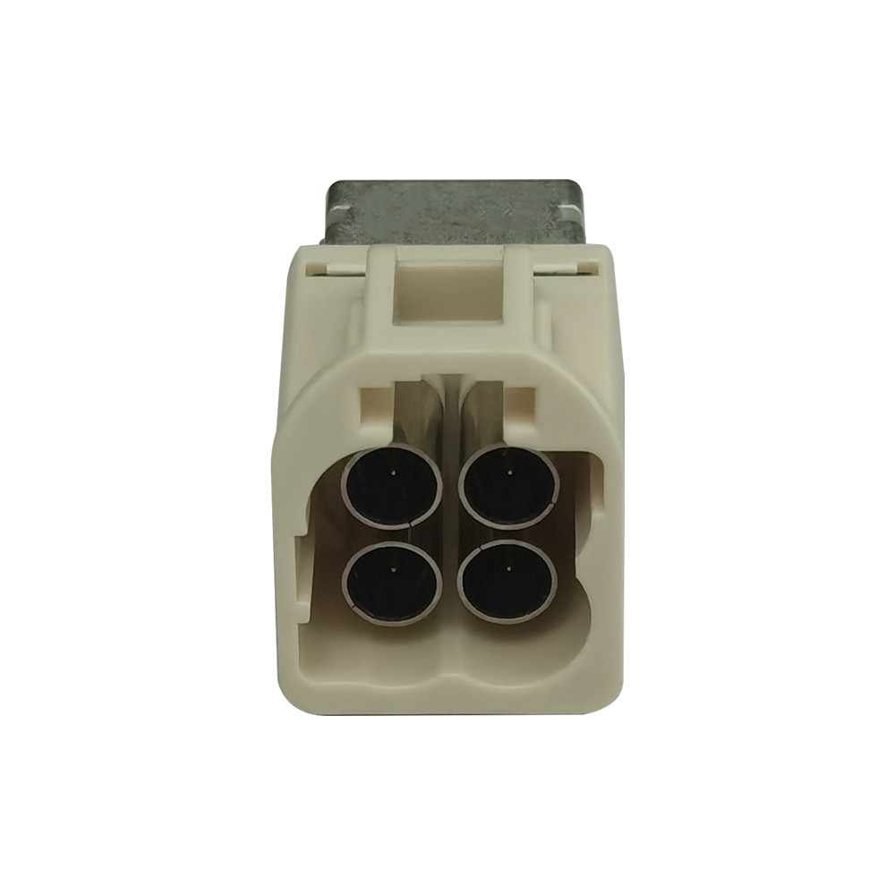 Quad Mini FAKRA Connector Plug góc phải Panel Mount Through Hole Mã B trắng